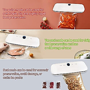 Sifxouped Vacuum Sealer Machine,20 Pcs Vacuum Sealer Bag,Led Display Vacuum Sealers,Household Small Vacuum Sealing Machine,Suitable for Dry, Moist,Oily and Soft Food Storage (White)