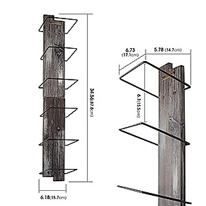 J JACKCUBE DESIGN Wall Mount Rustic Wood and Metal Towel Rack 6 Tier Shelf Holder for Shower & Hand Towels for Bathroom Hanging Storage Multi-Rack - MK594A
