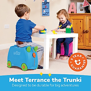 Trunki Ride-On Kids Suitcase | Tow-Along Toddler Luggage | Carry-On Cute Bag with Wheels | Kids Luggage and Airplane Travel Essentials: Terrance Boy Blue