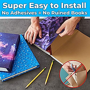 Easy Apply, Reusable Book Covers 1 Pk. Best 8x10 Textbook Jackets for Back to School. Stretchable to Fit Most Medium Hardcover Books. Perfect Fun, Washable Designs for Girls, Boys, Kids and Teens