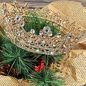 yyoemas Round Crystal Queen Crowns for Women, Rose Gold Rhinestone Tiara Cake Topper, Wedding Crowns Tiara for Bridal Birthday Party Queen Pageant Hair Accessories