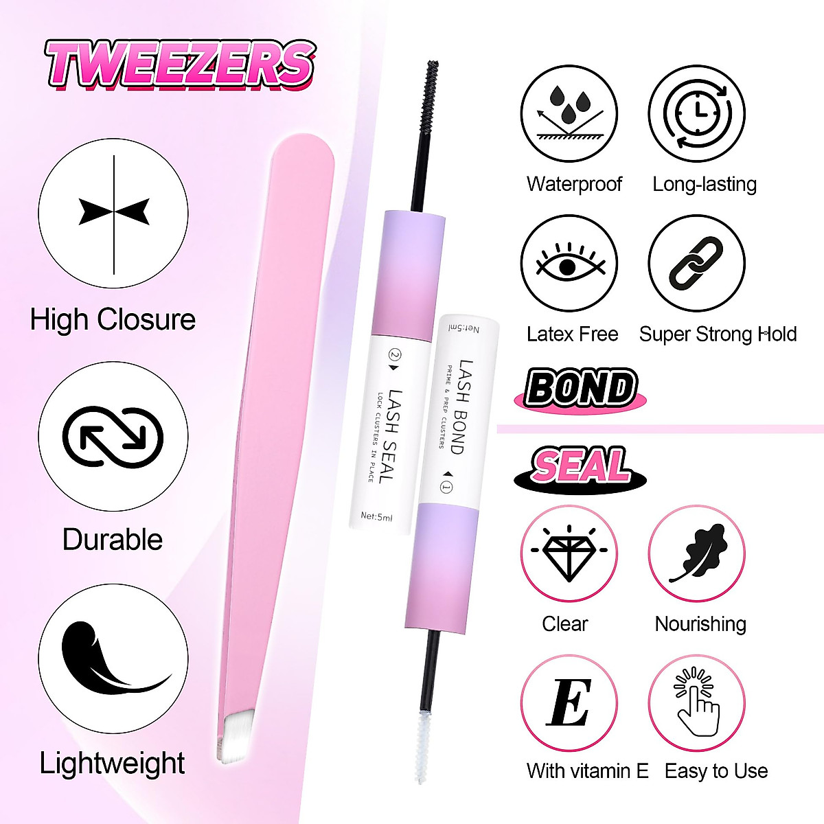 DIY Lash Extension Kit, 240pcs Eyelash Extension Kit Individual Cluster Lashes Extension DD Curly Lashes with Lash Bond and Seal at Home Lash Extensions Kit for Self Application (30p, 8-16mm)