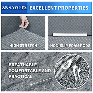 ZNSAYOTX 1 Piece Jacquard Couch Covers for 2 Cushion Couch High Stretch Loveseat Slipcover for Pets Dogs Anti Slip Love Seat Sofa Slipcover Furniture Protector (Loveseat, Light Grey)