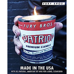 Long-Burning, One-Pint Premium Candles for Men | Vintage Inspired Oil Can Design | Black Beard - Gun Powder, Charred Hickory | Soy Wax, Vegan Friendly, Made in The USA | Fury Bros. | Classically Cool