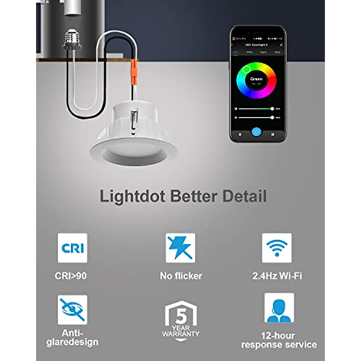 Lightdot Smart LED Recessed Lighting 4 inch, 9W 1000LM Dimmable Retrofit LED Can Lights Color Changing Ceiling Downlight WiFi App Control LED Recessed Lights Work (4 Pack)