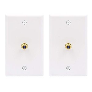 VCE Coax Wall Plate 2-Pack, 1-Port TV Cable Wall Plate 3GHz F-Type Keystone Wall Jack for Coaxial Cable, Single Gang, White