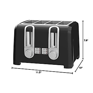 BLACK+DECKER T4569B 4-Slice Toaster, Bagel Toaster, Black