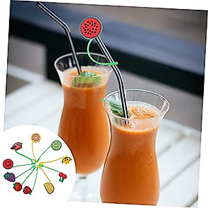 VALICLUD 10pcs Fruit Straw Cap Straw Accessories Straw Toppers for Tumblers Straw Mouth Tips Reusable Straw Tips Covers Juice Hat Straws for Kids Straw Covers Cap Cartoon Child Drinks Pvc