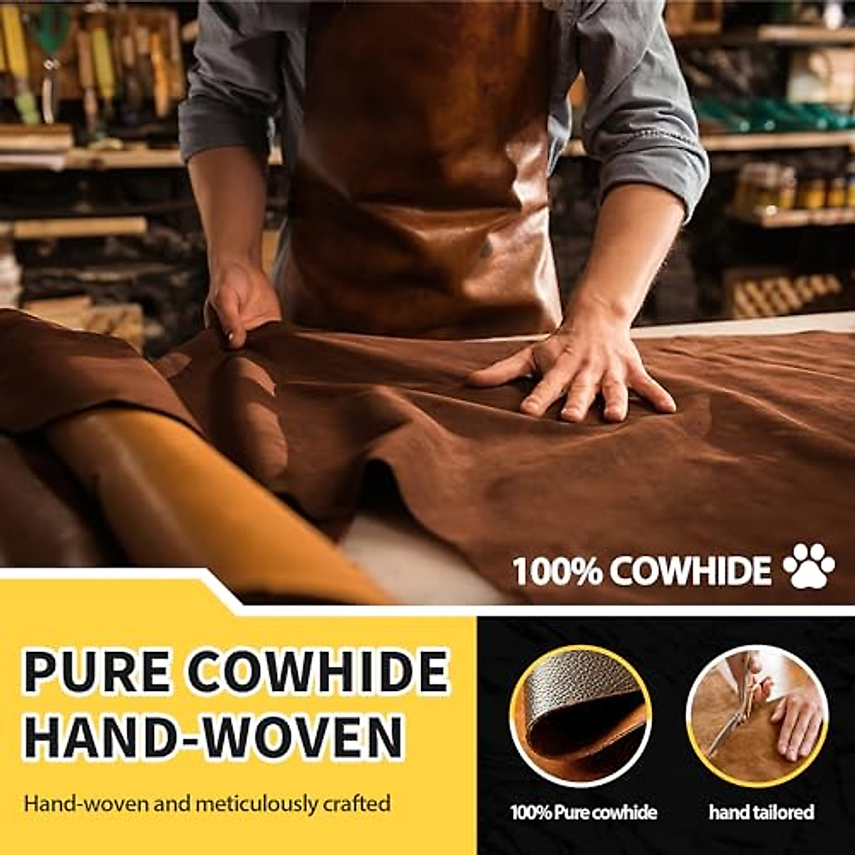 SFTORMAS Leather Dog Leash 6ftx3/4inch,Braided Leather Leash for Dogs,Soft Leather Training Dog Leash,Strong Leather Leash for Small Medium Large Breed Dogs,Brown