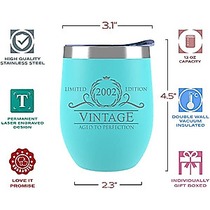 21st Birthday Gifts for Her Him 12 oz Mint Stemless Wine Tumbler -21st Birthday Cup - Happy 21st Birthday Decorations for Women Men - Gifts for 21st Birthday for Her - 21 Birthday Gift
