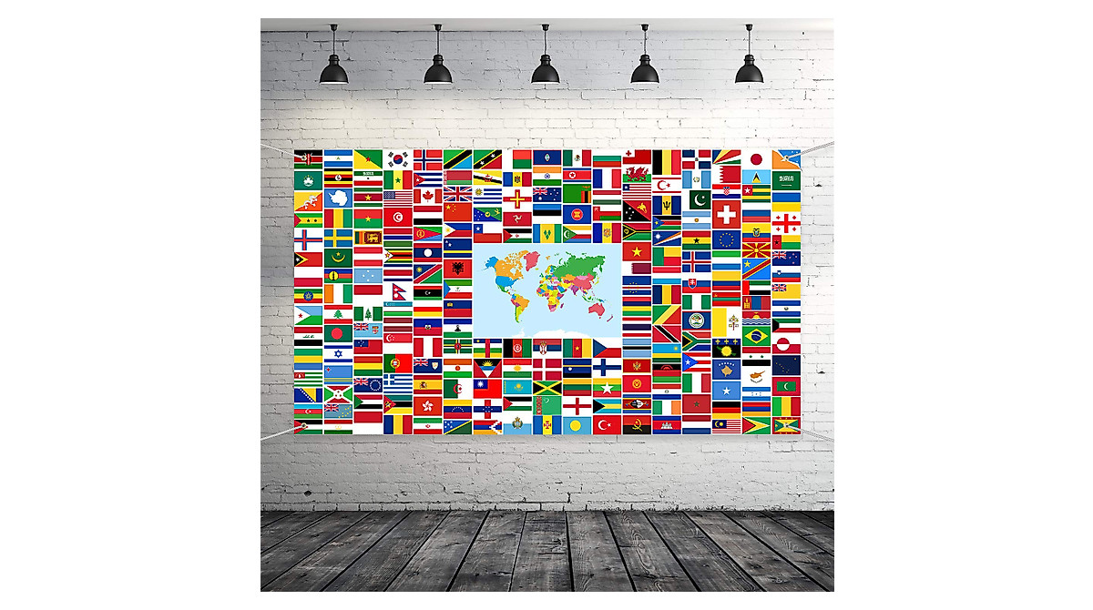 World Flag Banner with 200+ Flags | International Flag Decor