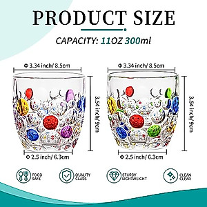 No Name No Seal Colorful Bubbly Drinking Glasses Set of 2, 11 oz (330 ml), Stemless Champagne Glasses, Cocktail Glasses, Stemless Wine Glasses, Iced Tea Mugs, Heavy Duty Glasses For Women (Classic)