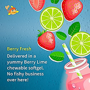 Garden of Life Oceans DHA Supplement for Kids with 250mg of Omega 3s, EPA, Vitamin D3 & A Pure Cod Liver Fish Oil Chewable for Brain, Heart & Immune Health - Berry Lime, Sugar Free, 30 Servings