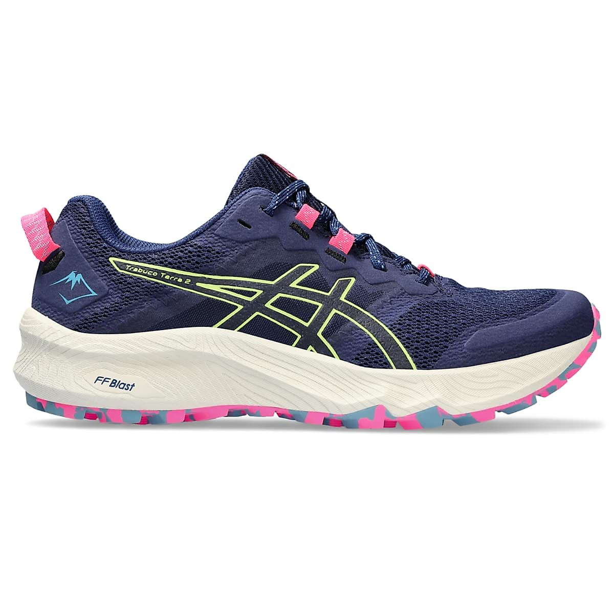 ASICS Women's Trabuco Terra 2 Shoes, 9, DEEP Ocean/Lime Green