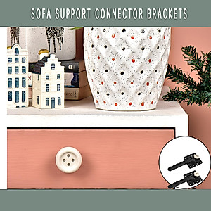 6PCS Sofa Support Connector Brackets, Sofa Invisible Interlocking Sofa Connector Bracket with Hardware Rotate 360 Degree, Sofa Coated Plastic Invisible Connector Brackets with 48 Mounting Screws