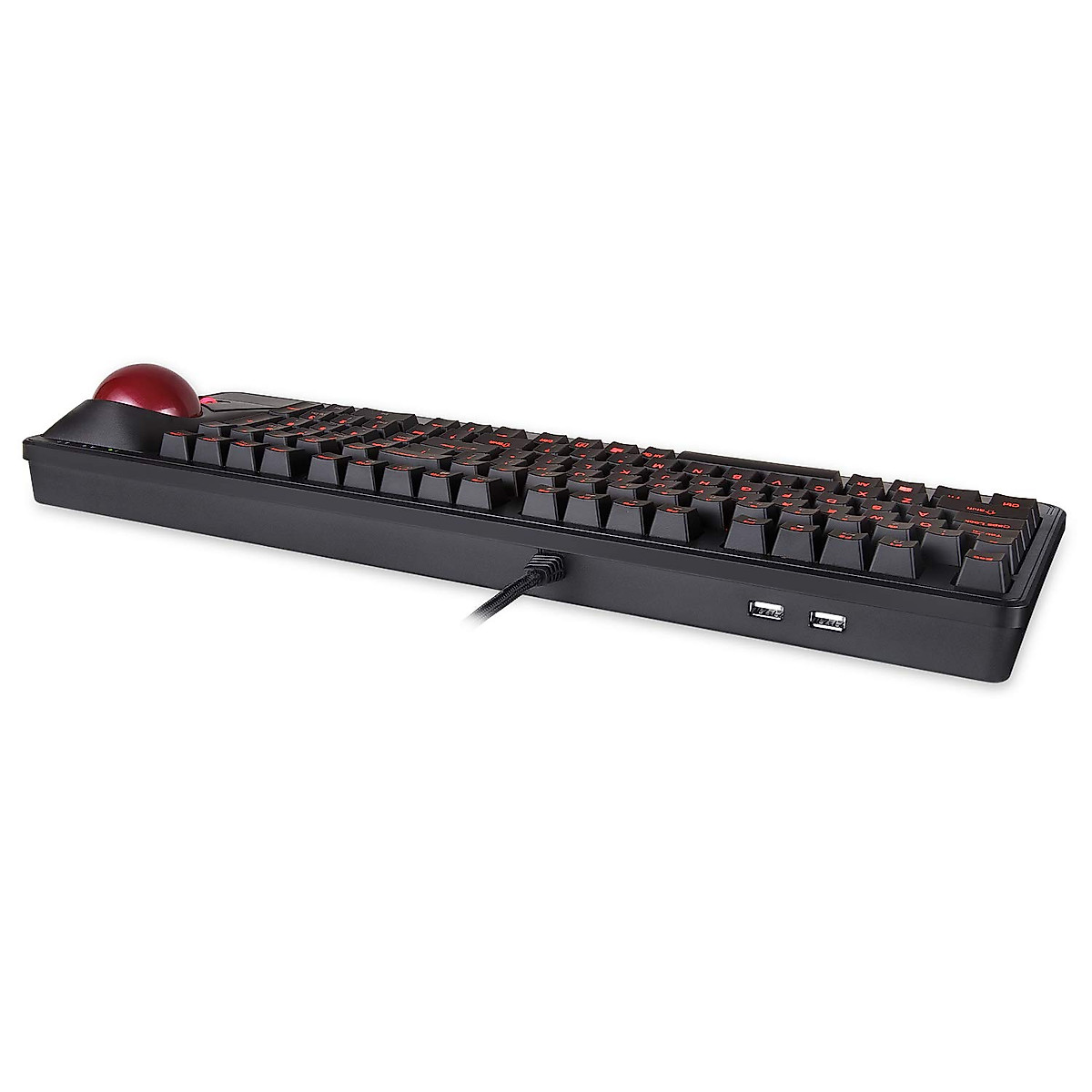 Perixx Periboard-322 Wired Mechanical Trackball Keyboard with 2 Hubs, 2.17 Inch Large Trackball, RGB Backlit Design, US English Layout (PB-322BUS-11577)