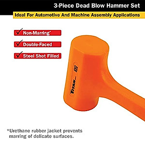 Titan 63143 3-Piece Dead Blow Hammer Set | Includes 16oz, 32oz, 48oz