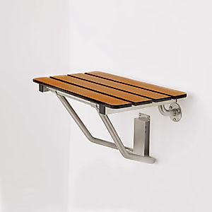 Seachrome 22-inch x 15-inch in ADA Folding Wall Mount Bathroom Shower Seat Bench, Teak Phenolic Seat