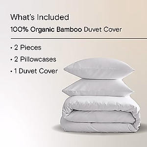 DOZ by SIJO 100% Organic Bamboo Duvet Cover Set, 1 Duvet Cover and 2 Pillowcases, Buttery Soft, Cooling, Eco Friendly, Silky Breathable, Oeko-TEX, High GSM Durable (Snow, King/Cal King)