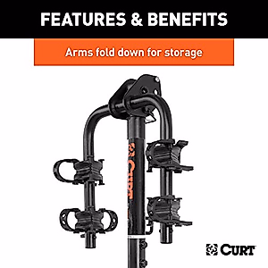 CURT 18029 Trailer Hitch Bike Rack Mount, Fits 1-1/4, 2-Inch Receiver, 2 Bicycles, CARBIDE BLACK POWDER COAT