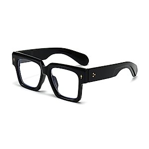 EYLRIM Square Frame Glasses for Women Men Fashion Thick Frame Blue Light Glasses Non Prescription Eyeglasses(Black)