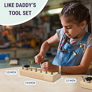 Montessori Screwdriver Board Set- Preschool or Classroom Activity Game - Solid Wooden Screw Driver Toy set With Real Safe Tools - Kids Sensory and Fine Motor Skills Toy for 3 4 5 Year Old