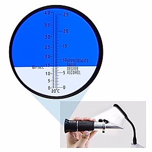 Brix Refractometer with ATC, Dual Scale-Specific Gravity of 0-40% Brix & 0-25% vol Alcohol for Beer Wine Brewing Hydrometer, Accurate Alcohol and Brix Measurement, Homebrew Kit