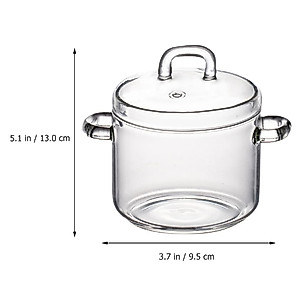 Hemoton Clear Glass Saucepan with Cover 350ML Glass Pot for Cooking Simmer Pot Heat-Resistant Borosilicate Glass Stovetop Pot Glass for Pasta Noodle, Soup, Milk,Tea