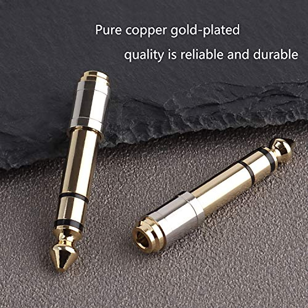 PASOW 1/4'' Male to 1/8'' Female Stereo Headphone Adapter 6.35mm to 3.5mm Audio Adapter Pure Copper for Headphone, Amplifier, Guitar, 2 Pack