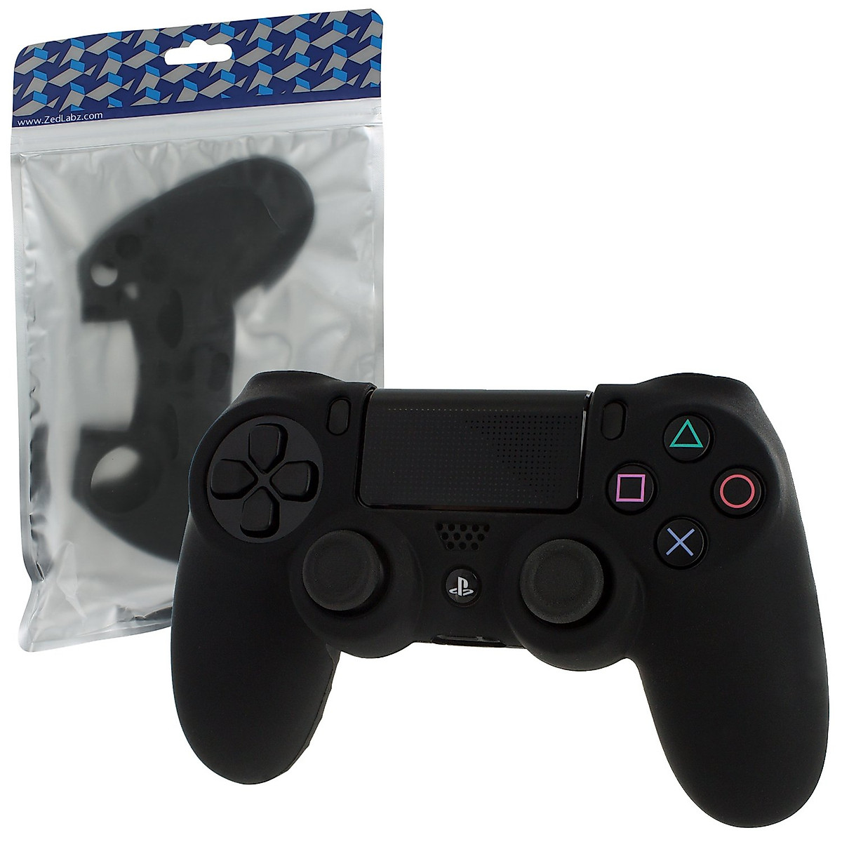 Assecure Pro Black Soft Silicone Skin Grip Protective Cover for Sony PS4 Cont.