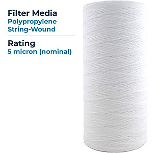 SpiroPure SP-WP5-BB 10x4.5 5 Micron String-Wound Polypropylene Water Filter Cartridge SWC-45-1005 WP5BB97P 355214-43 CW5-BBS (Case of 8)