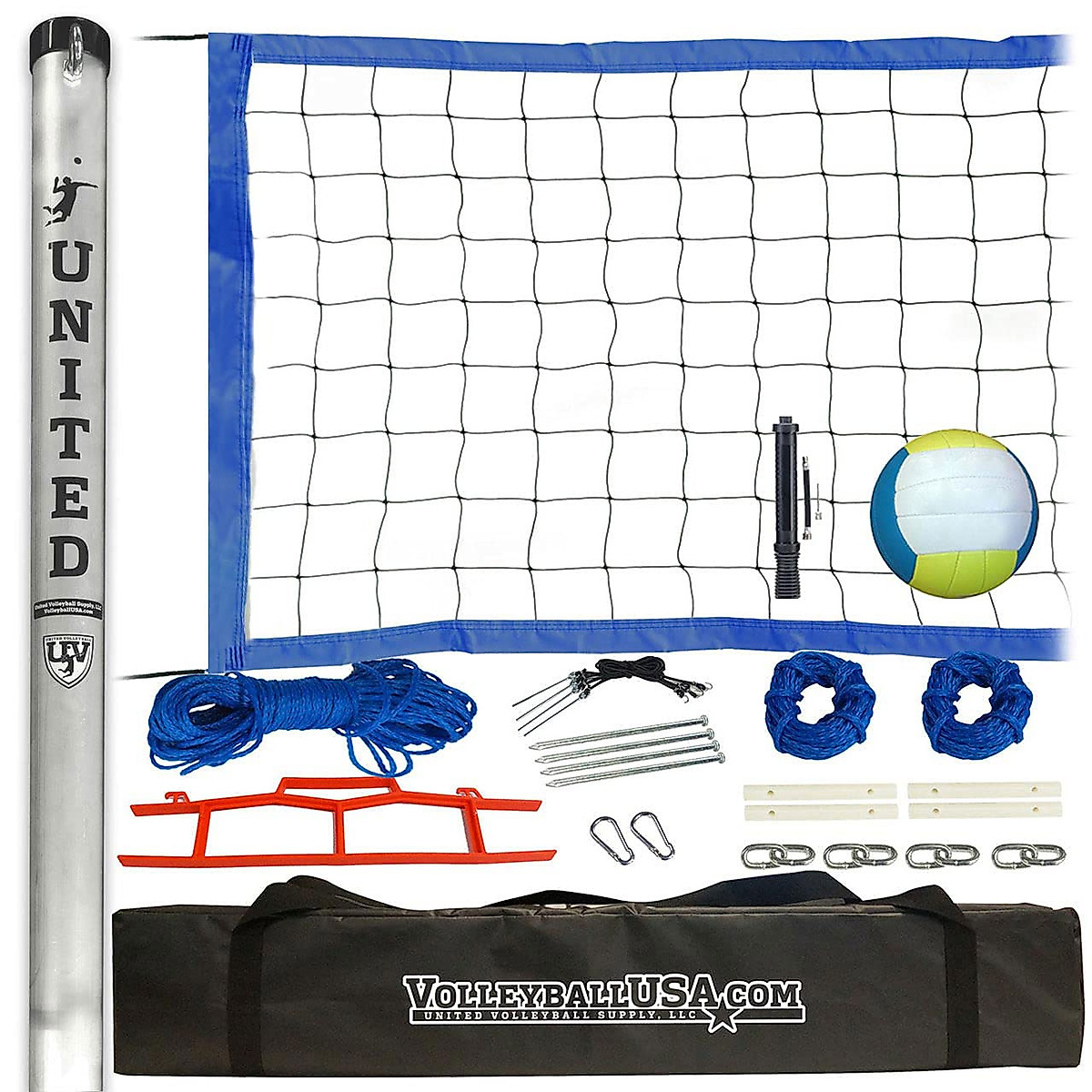 High Strength Portable Volleyball Net System with Volleyball and Pump