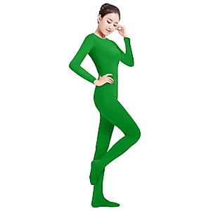 Ensnovo Womens Spandex One Piece Unitard Full Bodysuit Zentai Suit Costume Green M