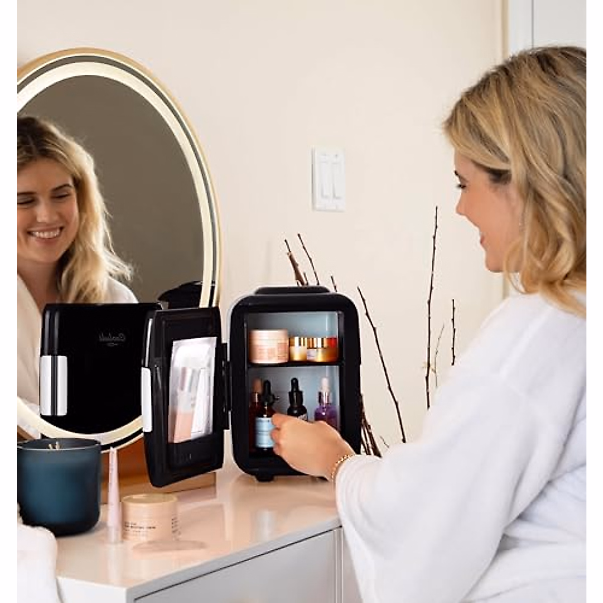 Cooluli Mini Fridge for Bedroom - Car, Office Desk & Dorm Room - Portable 4L/6 Can Electric Plug In Cooler & Warmer for Food, Drinks, Skincare Beauty & Makeup - 12v AC/DC & Exclusive USB Option, Black