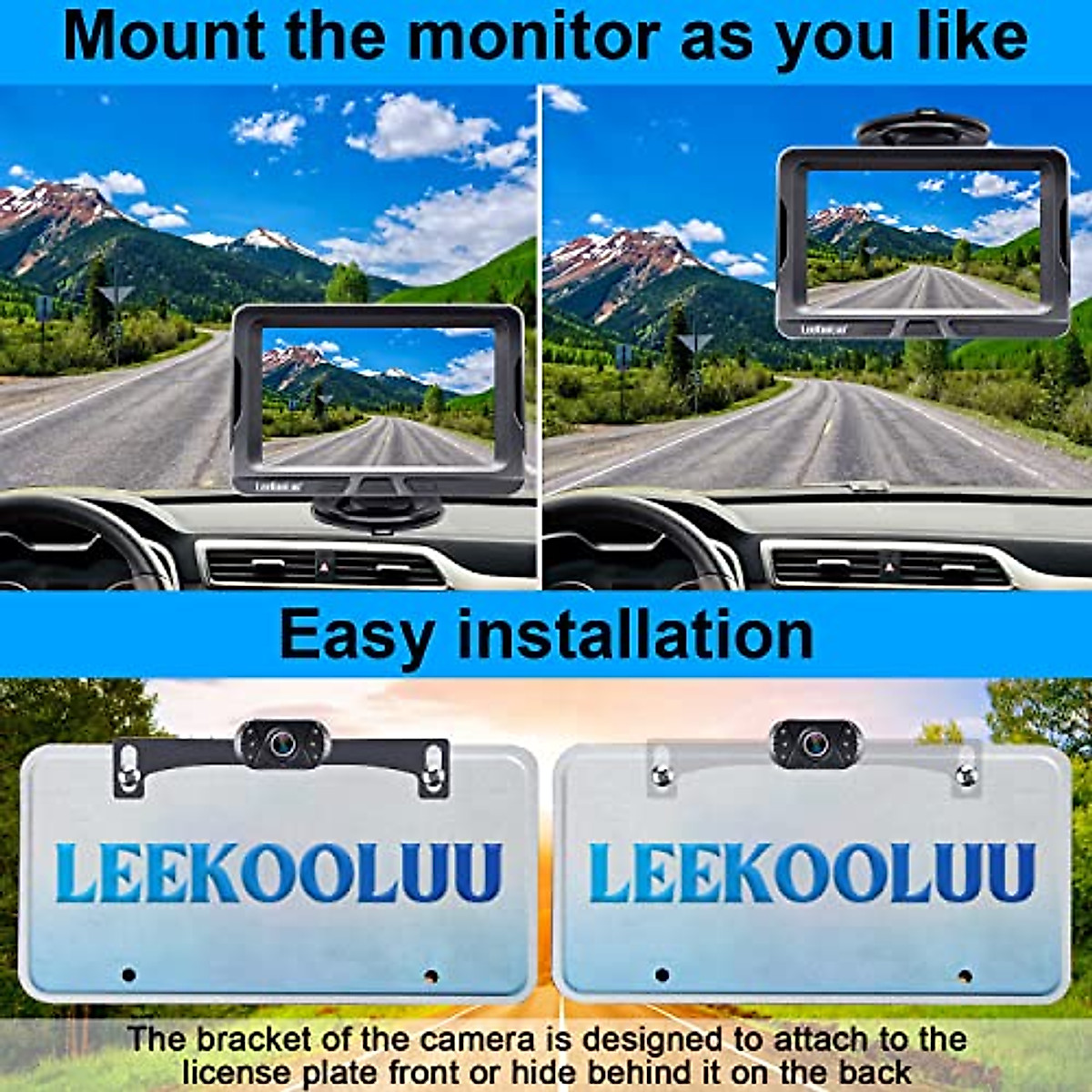 LeeKooLuu Backup Camera Kit HD 1080P 5 Inch Monitor Rear View Cam for Car Truck Van Camper Clear Night Vision Durable Waterproof G1
