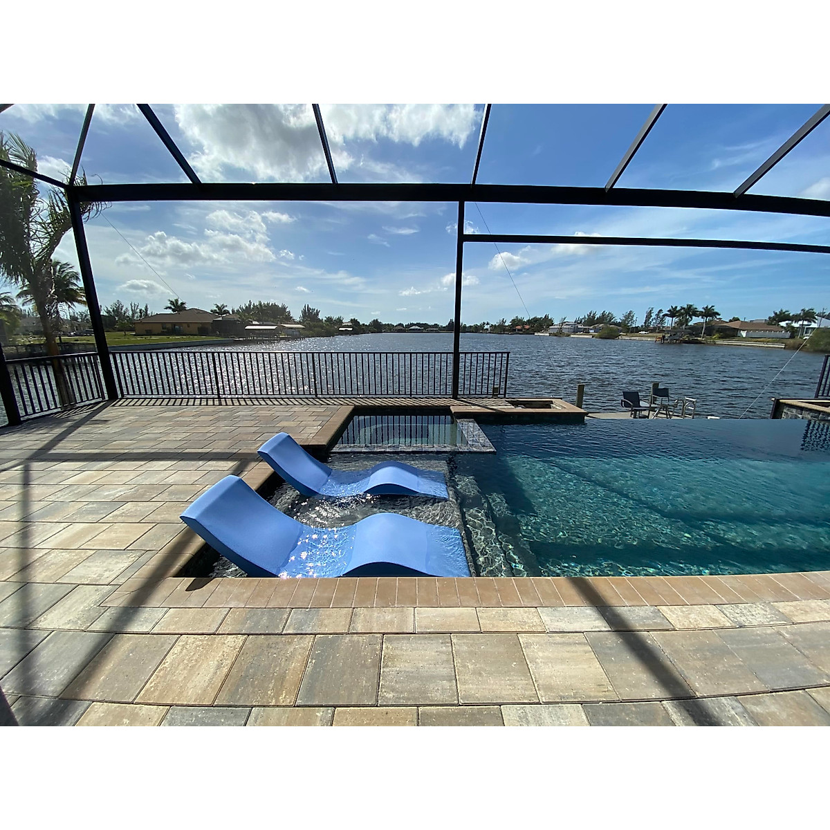 Aqua Outdoors - in-Pool Chaise Lounger - Pool & Sun Shelf Lounge Chair - Designed for Water Depths Up to 9” - Compatible with All Pool Types - Poolside & Sun Deck Tanning - Set of 2 - Coral Reef