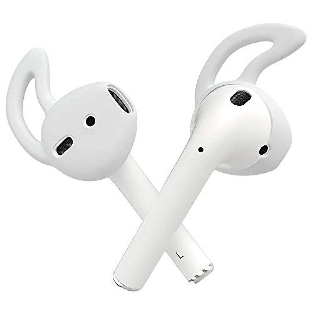 Anti-Slip Eartips Soft Silicone Skin Gels Earhooks Covers with Secure Wing Earbuds Sport Accessories (Clear) 4 Pairs