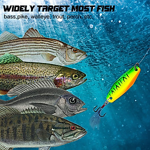 Goture Fishing Spoons Lures,Metal Spoon Trout Lures,Long Distance Casting Fishing Lures for Trout Bass Crappie Pike Saltwater and Freshwater Fishing, 5 Size Jigging Spoons with Fishing Tackle Box