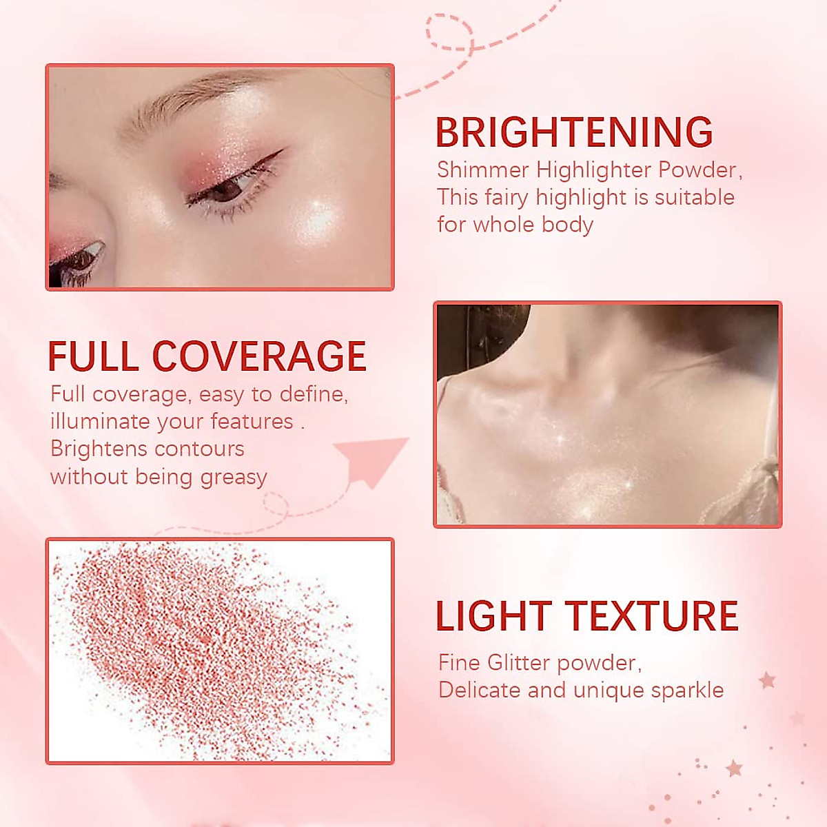 Highlight Polvo De Hadas, Fairy Highlighter Powder, Brightening Whole Body, Natural Three-Dimensional Face Contouring Clavicle Pat Powder, Highlighter Makeup