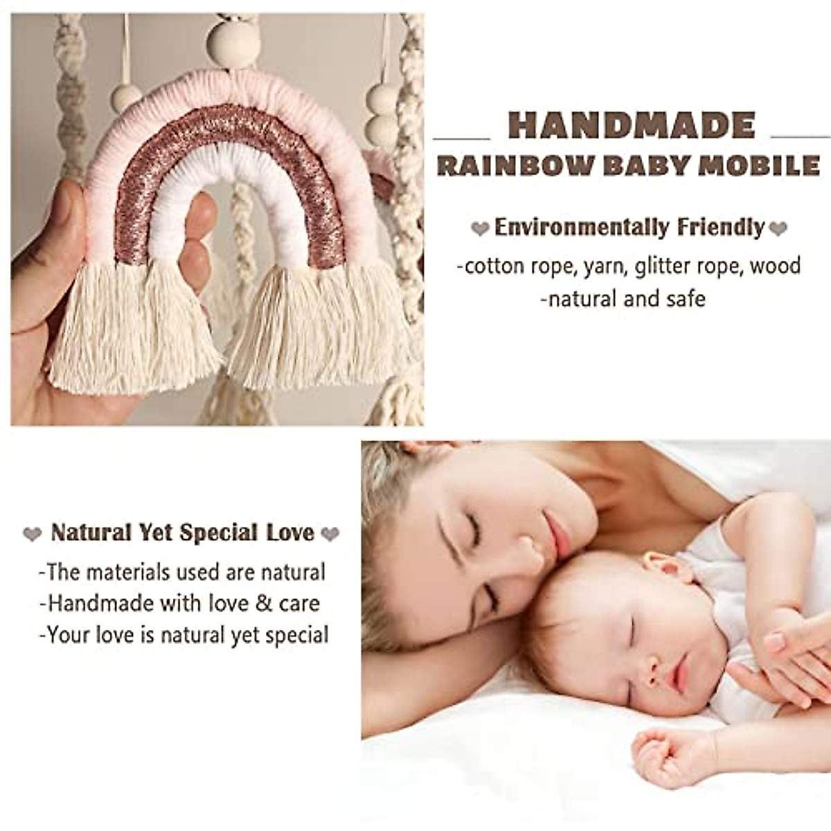 Baby Mobile for Crib - Rainbow Baby Mobile - Crib Mobile for Girls - Boho Crib Mobile - Boho Nursery Decor - Mobile for Bassinet, Pack N Play - Pink