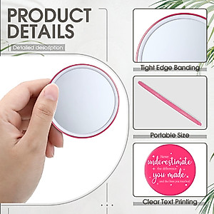 Hoolerry 48 Pcs Pink Inspirational Compact Mirror Bulk 2.8 Inch Round Makeup Glass Mirror Positive Personal Purse Pocket Mirror Small Portable Travel Mirror for Employee Coworker Staff