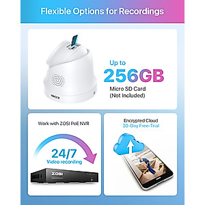 ZOSI 4PK 4K PoE Add On Camera with Ethernet Cables,8MP Weatherproof Outdoor Indoor Dome Security Camera with Person/Vehicle Detection,Night Vision,2 Way Audio,Only Compatible with ZOSI 4K POE NVR