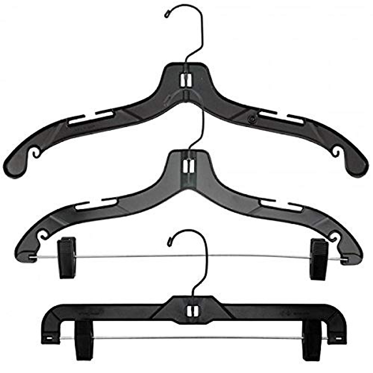 NAHANCO 2505BHHUSK Economy Plastic Clothes Hanger Kit - Black with Black Hook (Pack of 81)