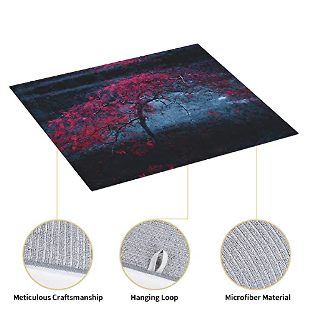 Scenery Tree Printed Drying Mat For Kitchen Ultra Absorbent Microfiber Dishes Drainer Mats Non-Slip Silicone Quick Dry Pad - 18 X 16inch
