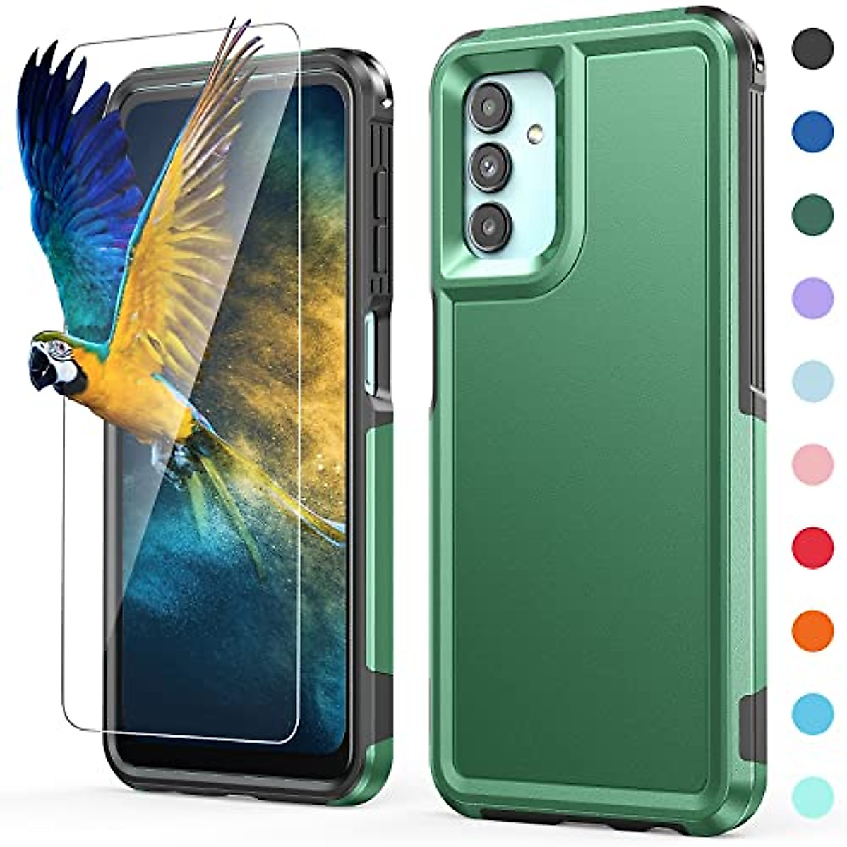JXVM for Galaxy A13 5G|4G Case: Samsung Galaxy A13 5G|4G Rugged Heavy Duty Military Grade Shockproof Protective Cell Phone Cases - Tough Durable Dual Layer Drop Proof Protection Cover (Alpine Green)