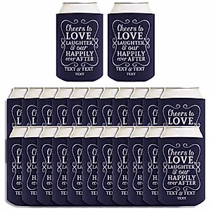 Cheers To Love Custom Names & Date 24-Pack Personalized Can Coolie Drink Coolers Coolies Navy