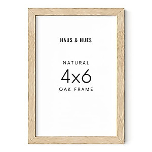 HAUS AND HUES 4x6 Picture Frame Wood - Set of 1 Natural Wood Frame 4x6, Beige Photo Frame 4x6 for Walls, 4x6 Wood Picture Frame, 4 by 6 Picture Frame, 4x6 Frames for Pictures (Beige Oak Frame)