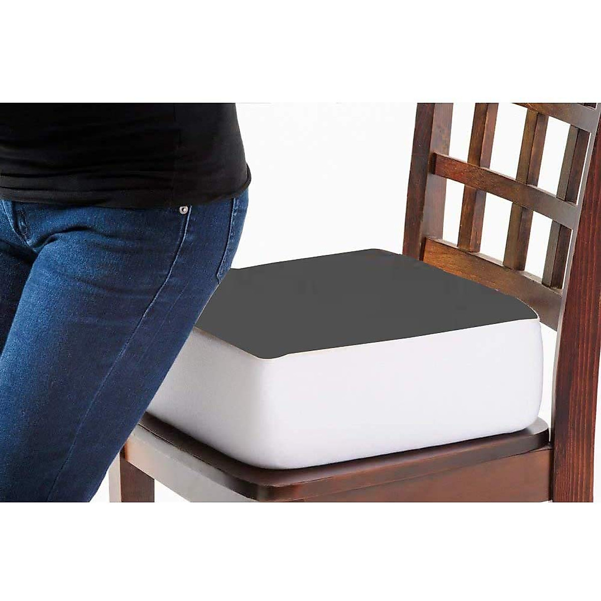 Comfort Finds Rise with Ease Seat Cushion - Thick Firm Chair Cushion Booster - Extra Thick Foam Pad for Home, Patio, Office and Car Seats - Extra Supportive Lift - 15.5 X 18 X 5 - Gray