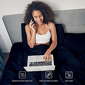 Sunday Home 400 Thread Count 100% Cotton Sheets Damask Stripe Navy Blue Queen Sheets Set 4 Piece - Ultra Soft Long Staple Sateen Weave Luxury Bed Sheet Set with 16" Deep Pockets - Oeko Tex Certified