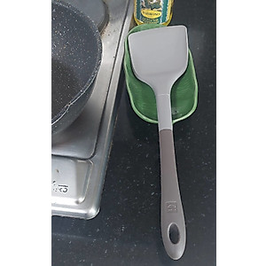 Cozinest Spoon Rest for Stove Top, Teak Wood Spoon Holder for Countertop, Ceramic Spoon Rest for Kitchen Counter, Serving Platter Décor Display Fruit Snacks Appetizer Wood Green Leaf (Ceramic)